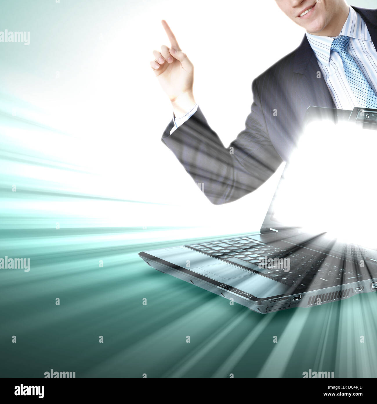 Image of notebook with shining screen Stock Photo - Alamy