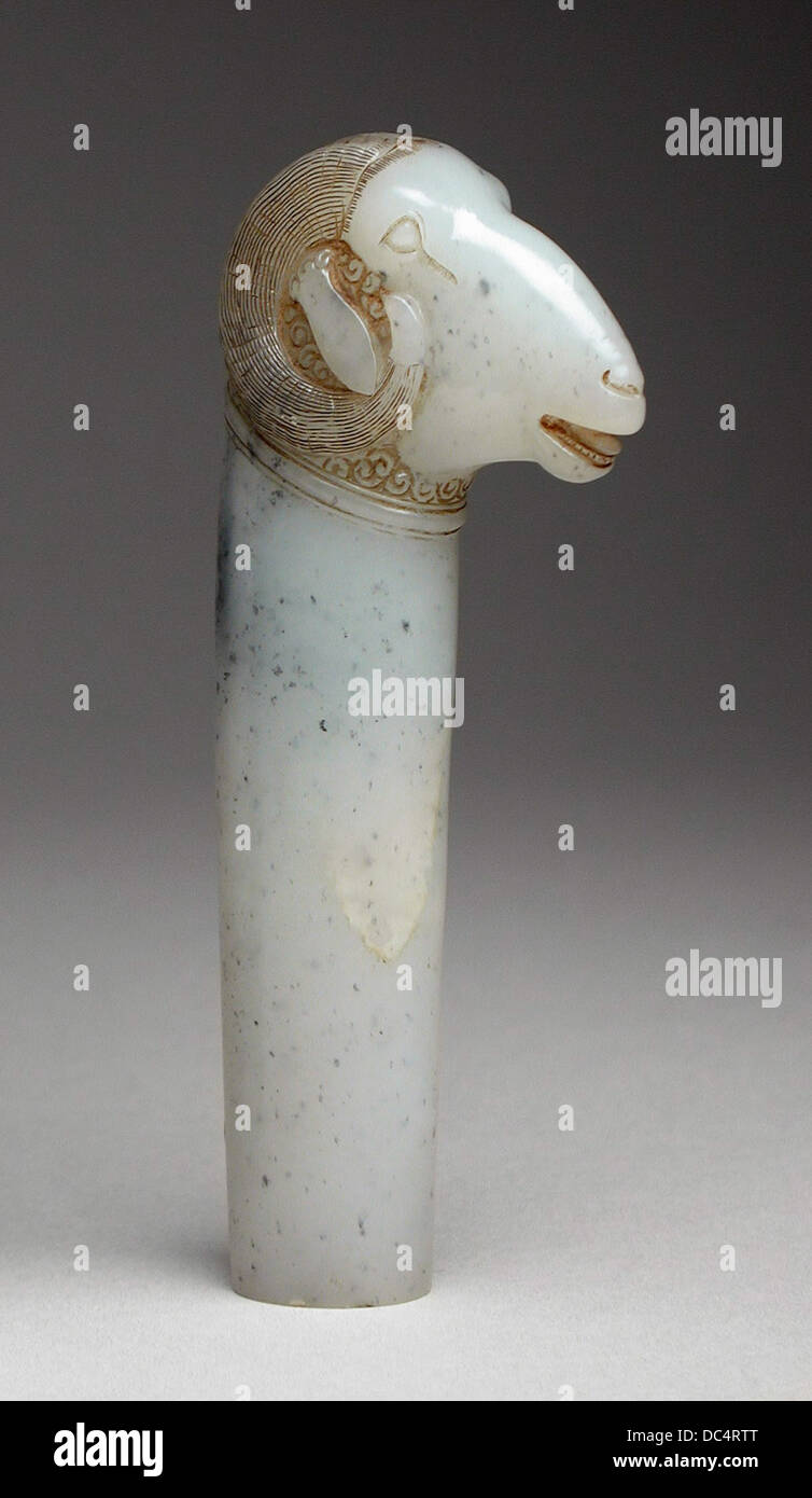 This dagger hilt from LACMA's collection features an intricate ram's ...