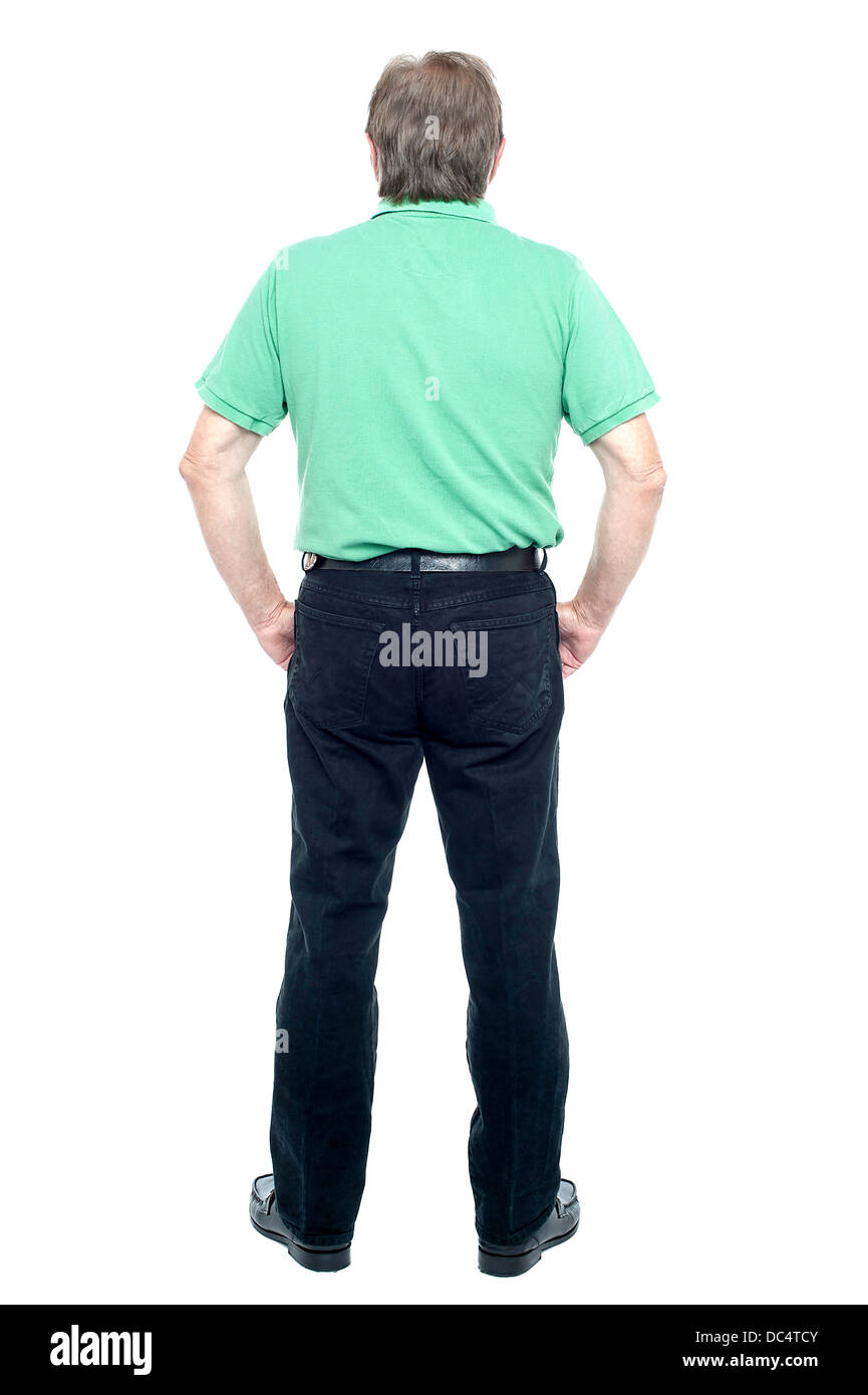 Back pose of a senior man looking at the wall Stock Photo - Alamy