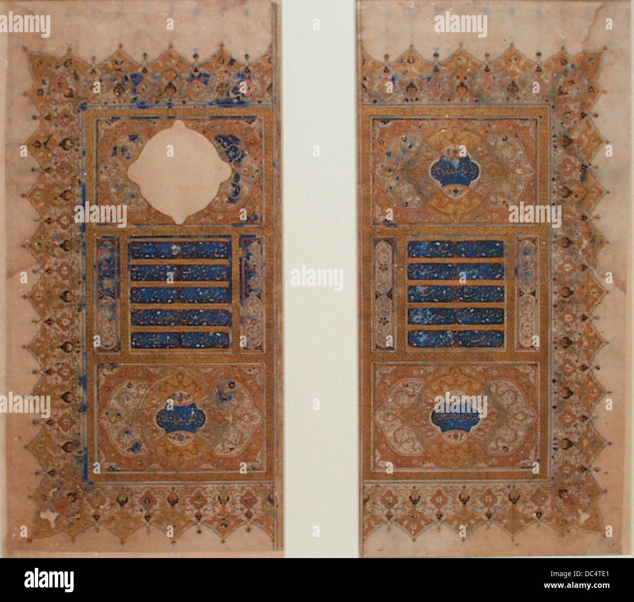 Double page illuminated frontispiece of a manuscript hi-res stock ...