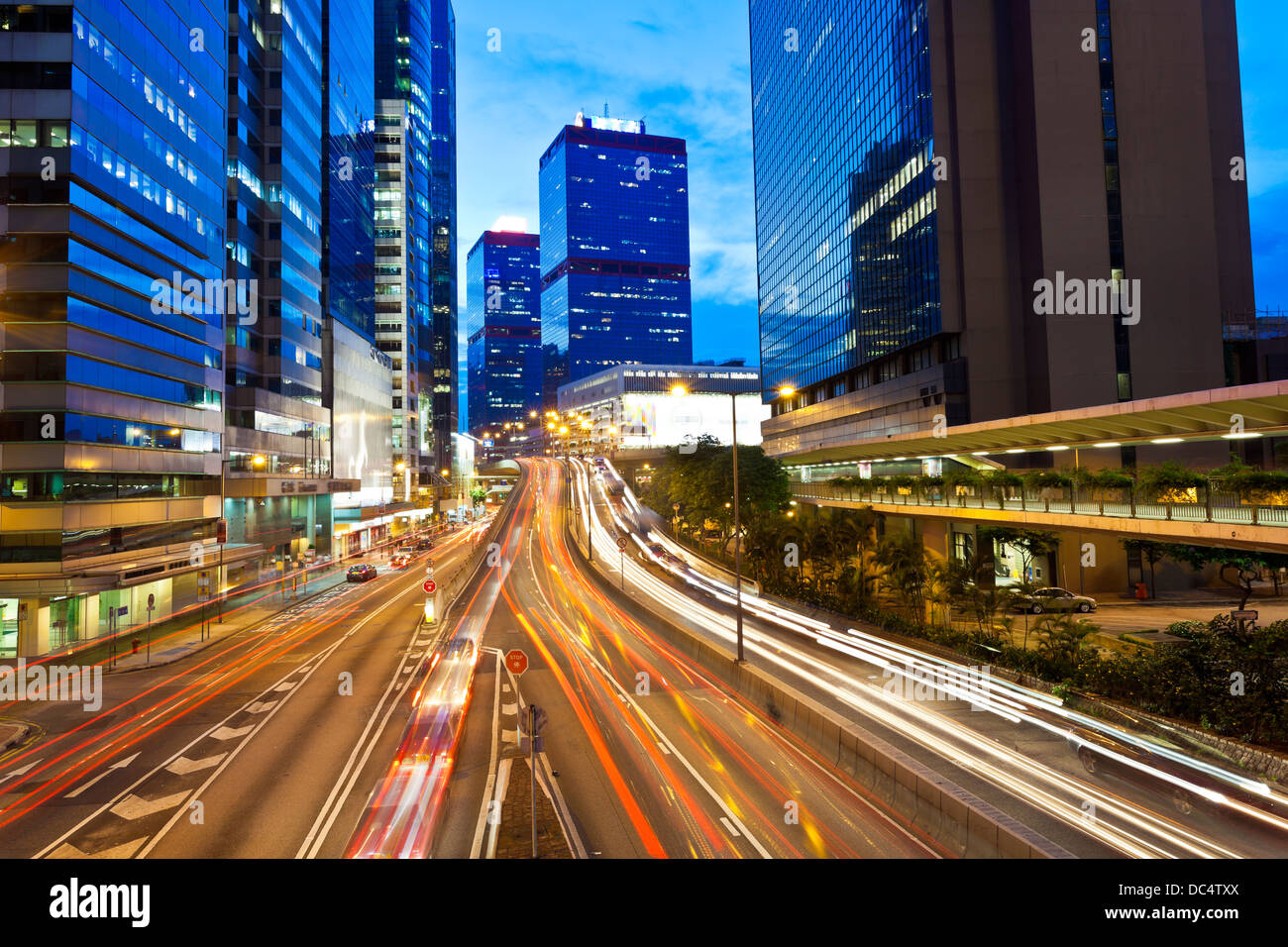 Busy traffic in Hong Kong at night Stock Photo - Alamy