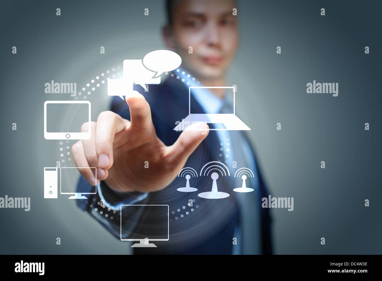 hand pushing on a touch screen Stock Photo - Alamy