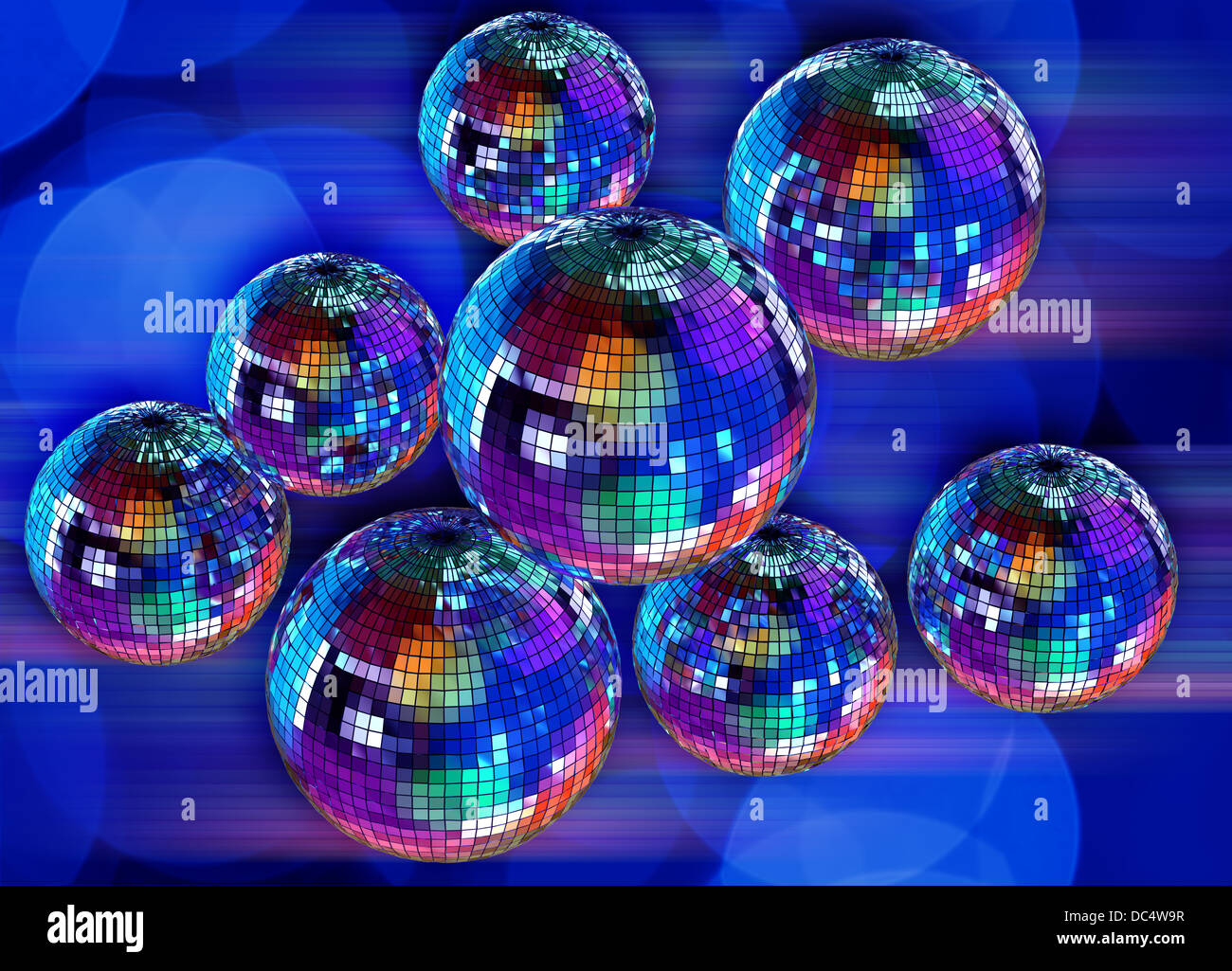 Colorful funky background with mirror disco balls Stock Photo - Alamy