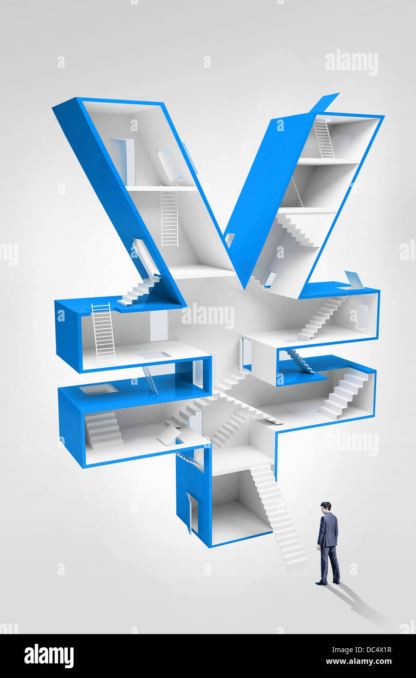 businessman and building designed in Chinese Yuan currency Stock Photo ...