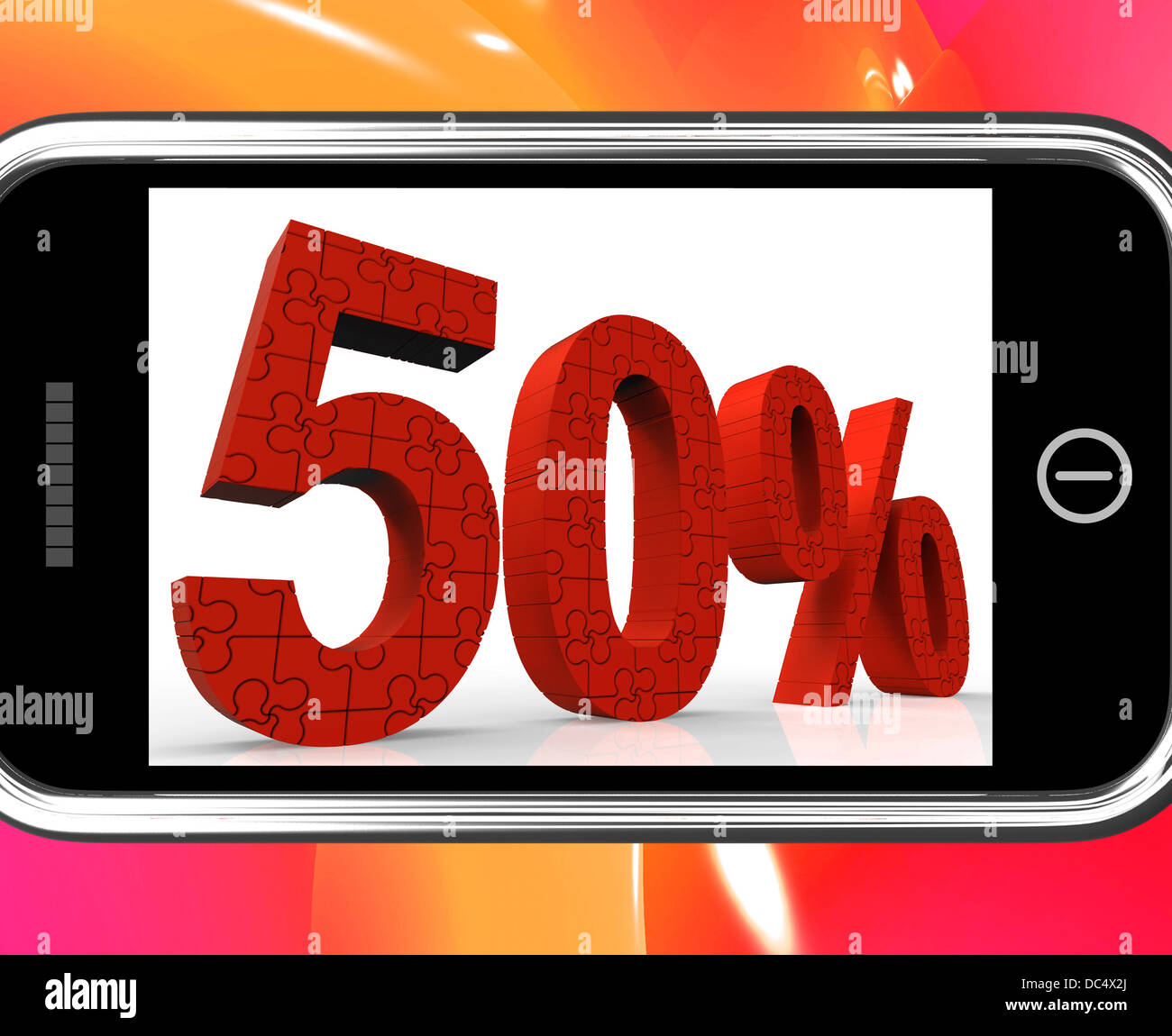 50 On Smartphone Showing Special Offers And Promotions Stock Photo - Alamy