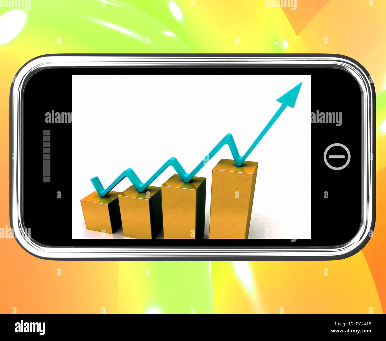 Arrow On Chart On Smartphone Shows Increase Stock Photo - Alamy