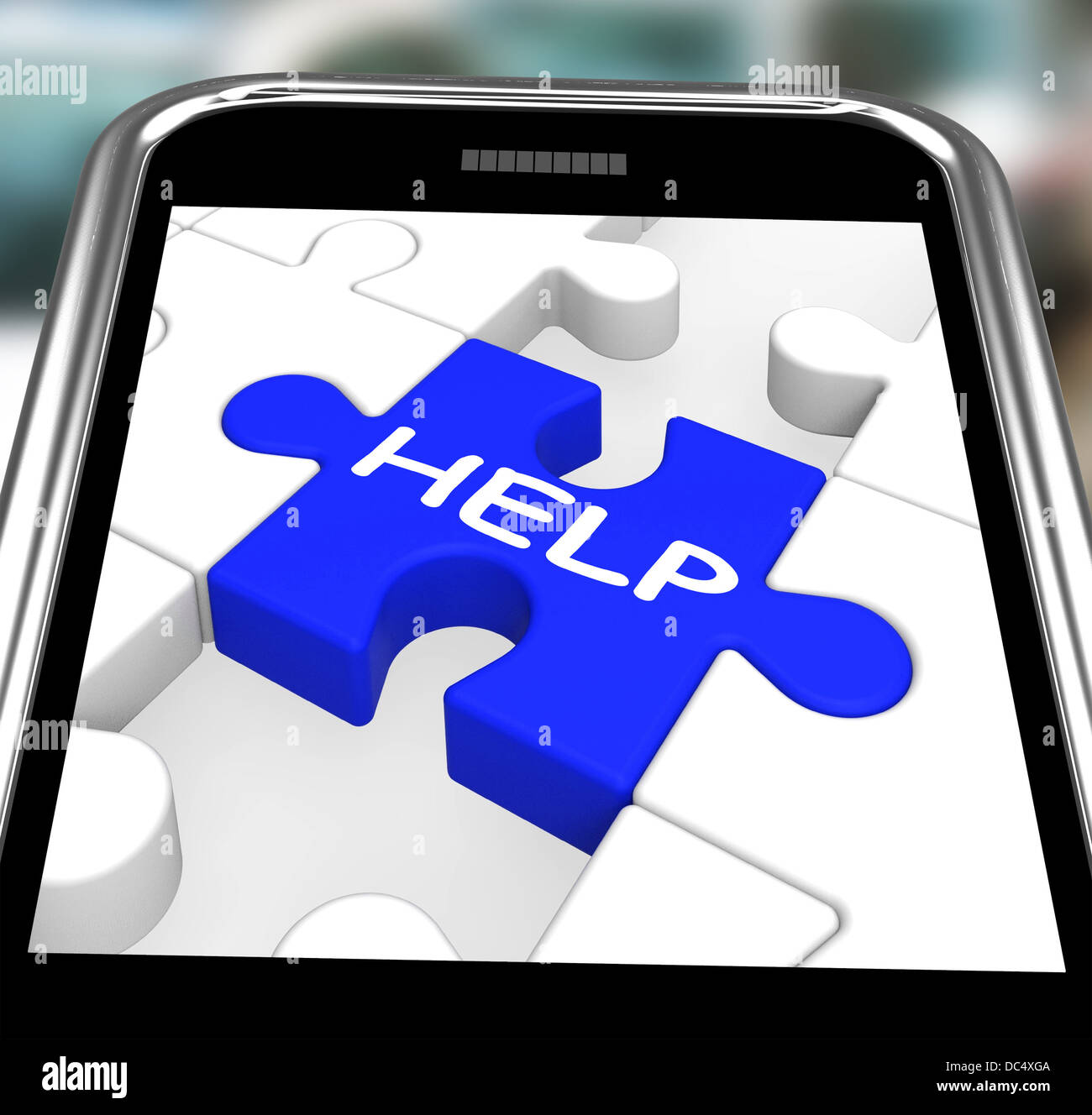 Help On Smartphone Showing Assistance Messages Stock Photo - Alamy