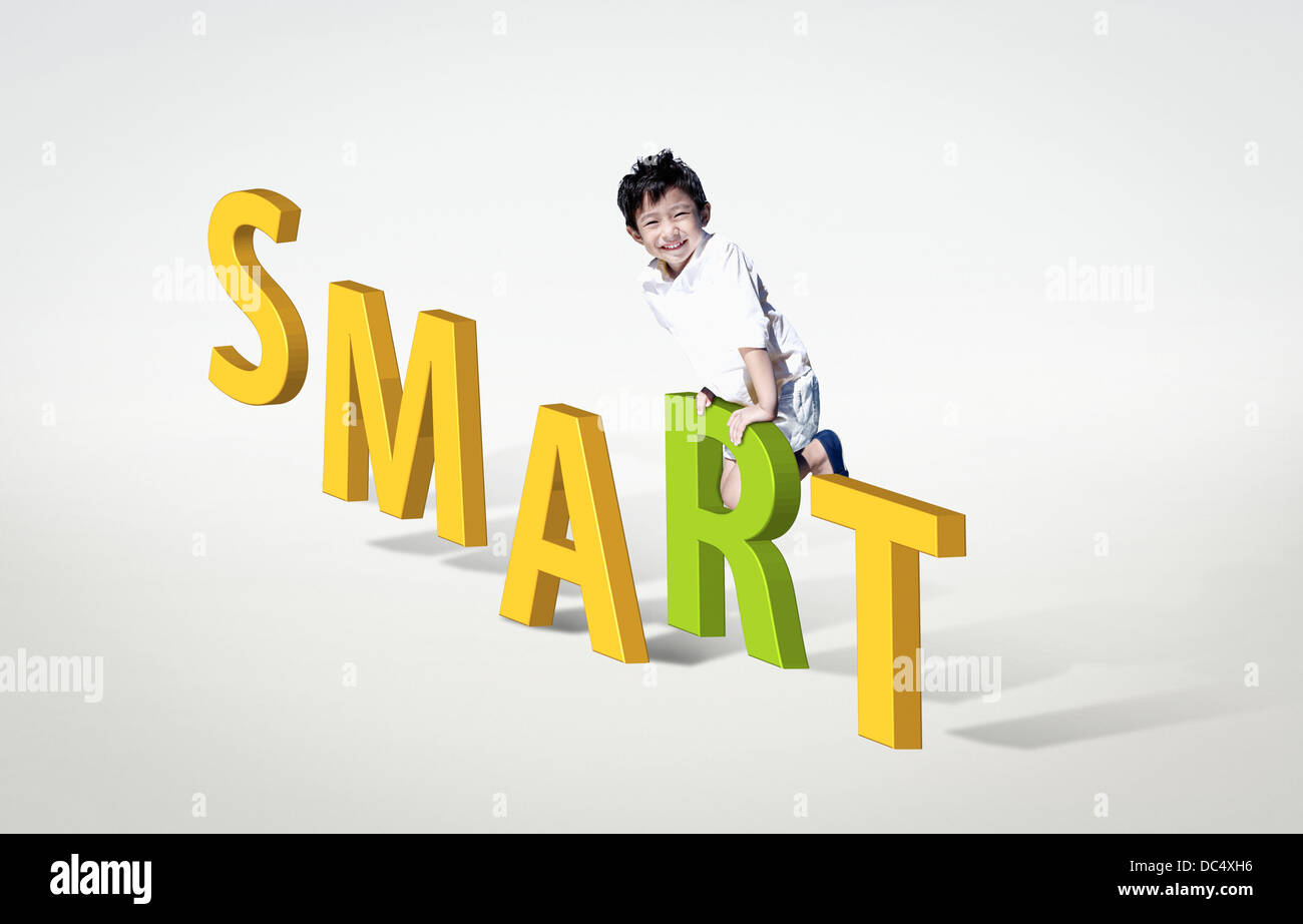 a kid and a concept of smart Stock Photo - Alamy