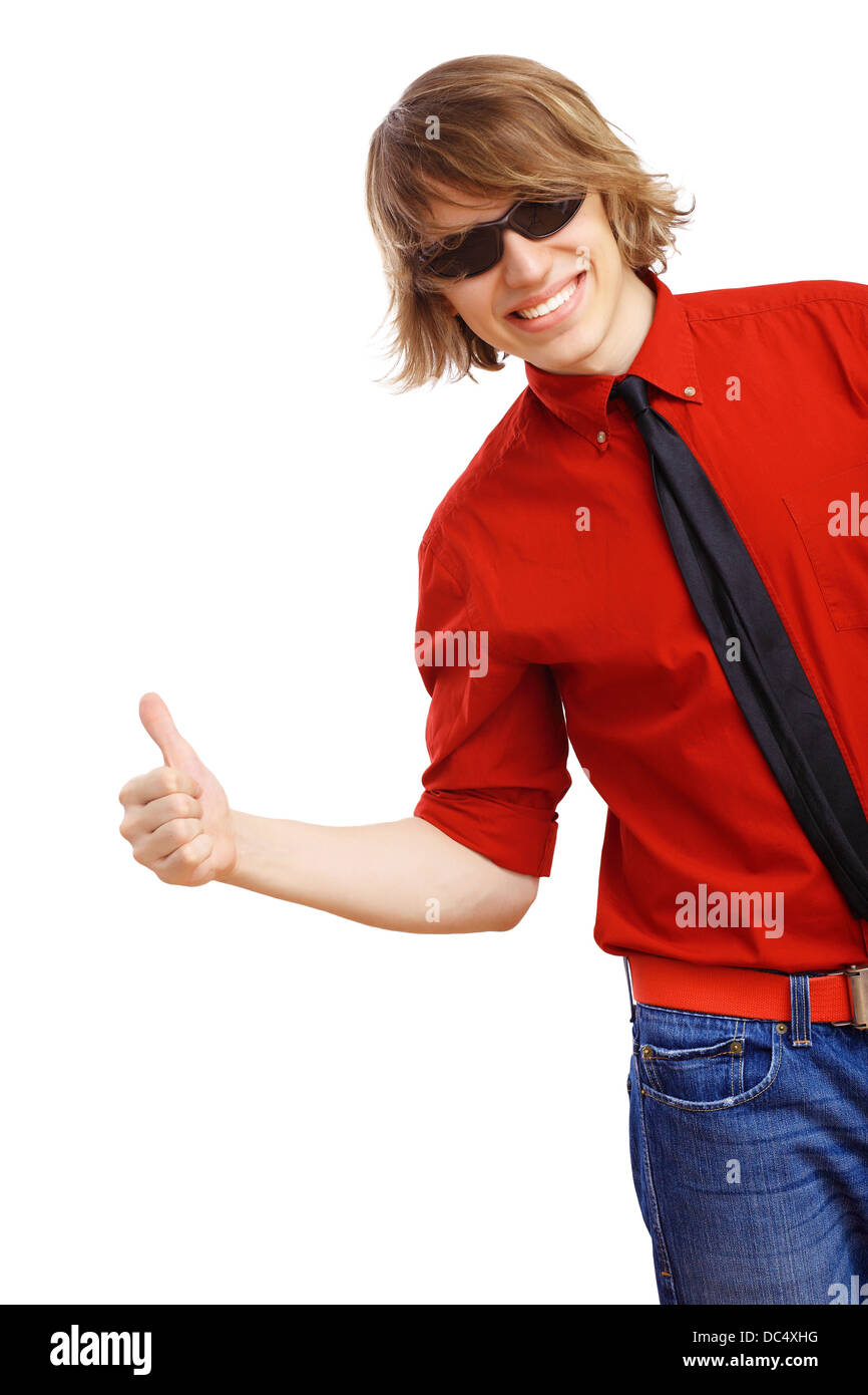 Happy smiling young man dancing Stock Photo - Alamy