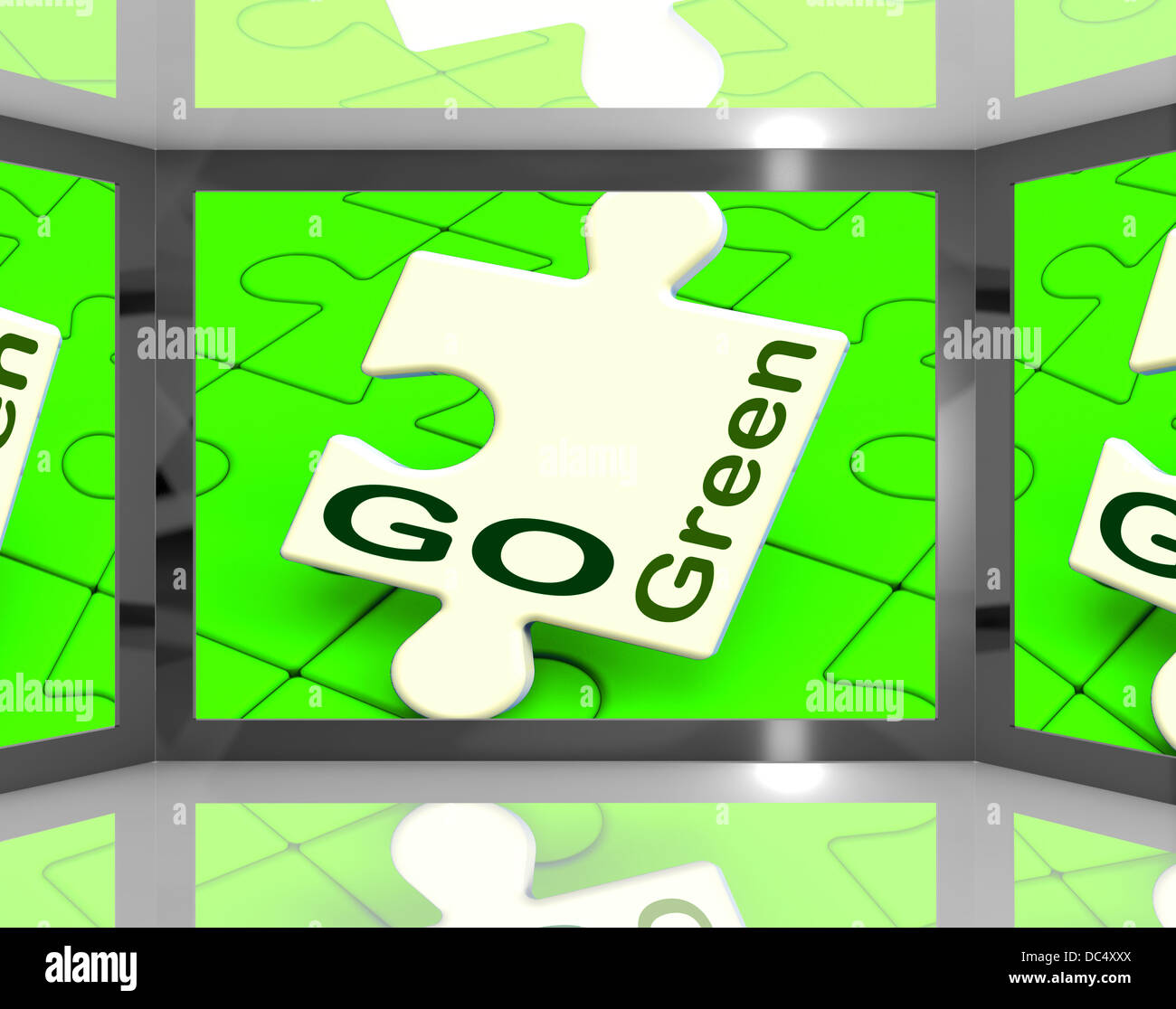 Go Green On Screen Showing Protecting The Planet Stock Photo - Alamy