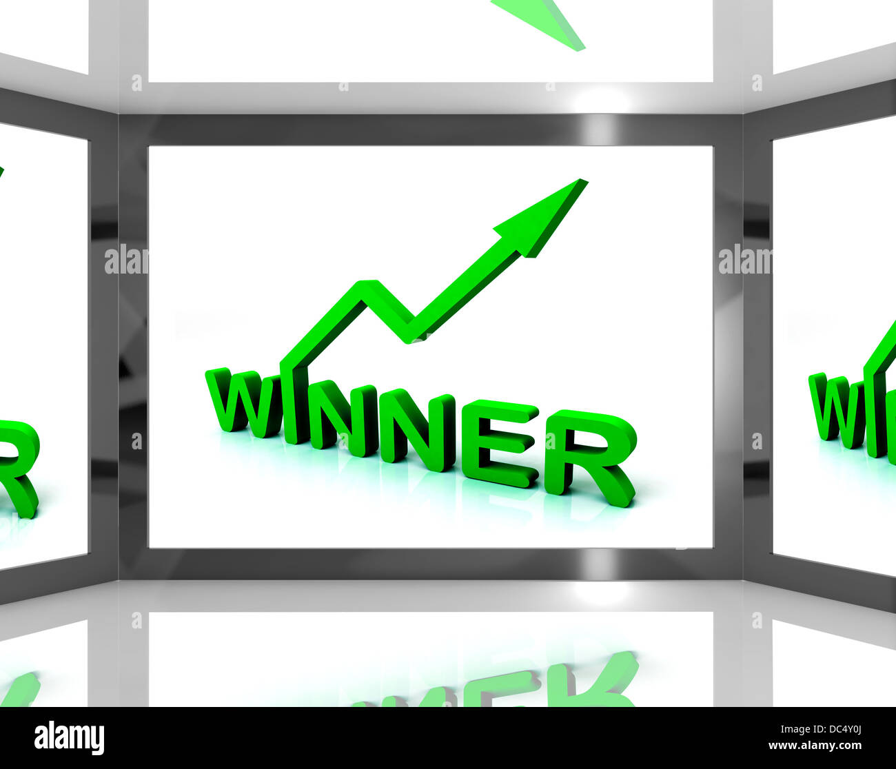 Winner On Screen Shows Victory Stock Photo - Alamy