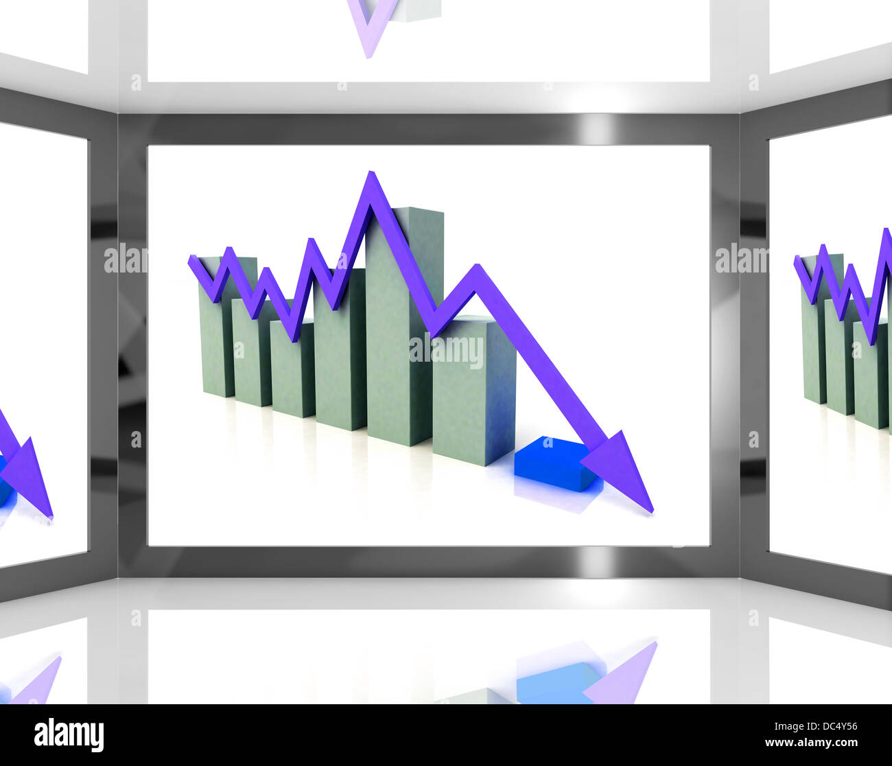 Falling Arrow On Screen Showing Decreasing Financial Chart Stock Photo ...