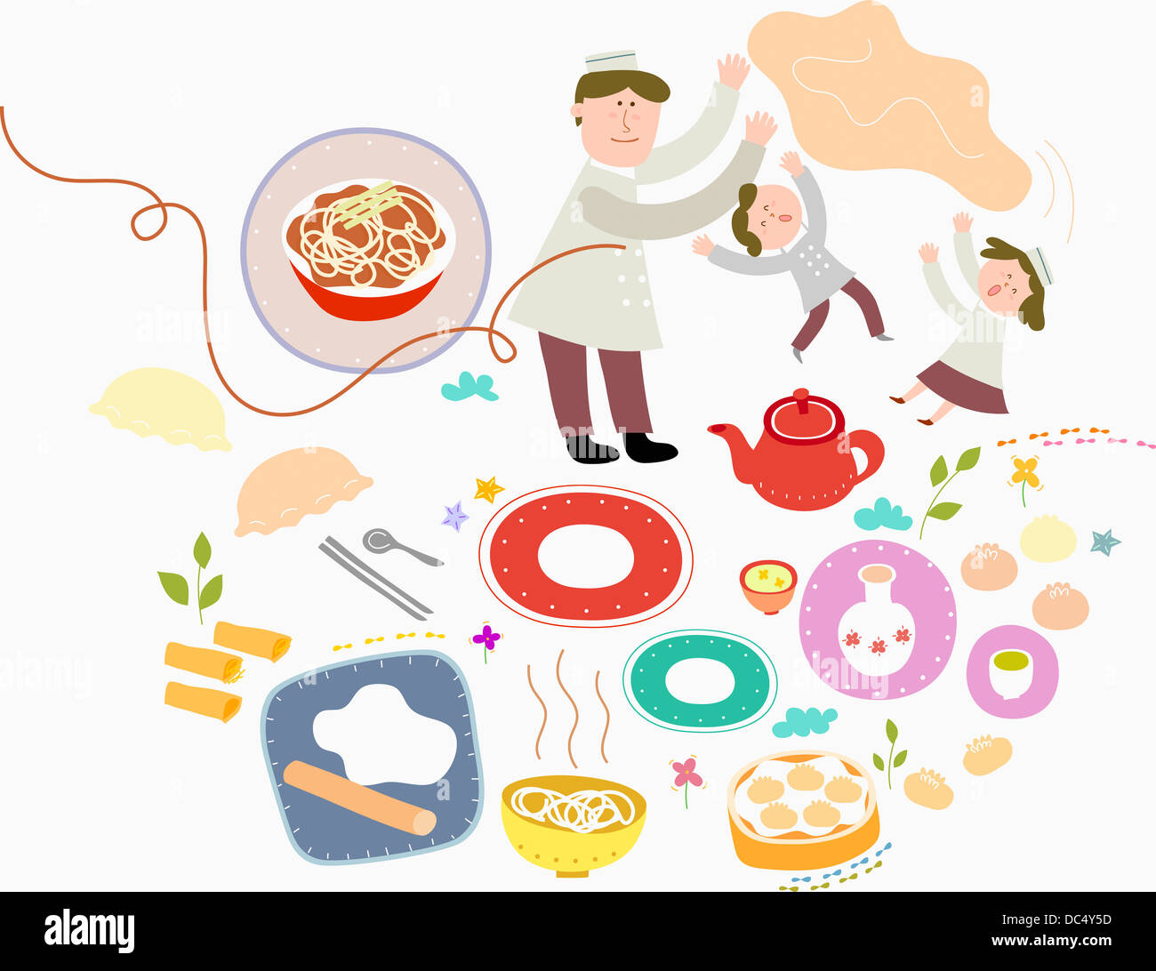 illustration of people cooking Stock Photo - Alamy