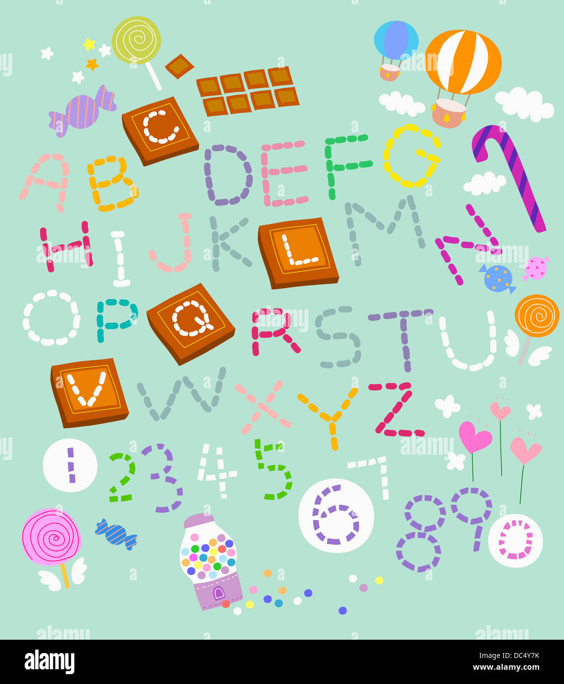 illustration set of alphabets with concept of candy Stock Photo - Alamy