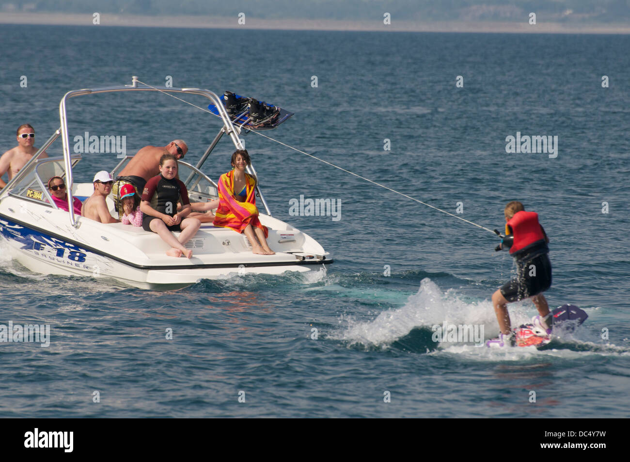 Watersports: Learning to wake board Stock Photo - Alamy