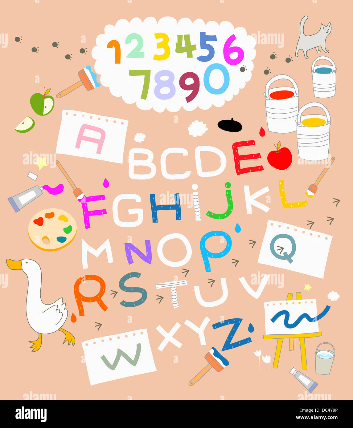 illustration set of alphabets with concept of painting Stock Photo - Alamy