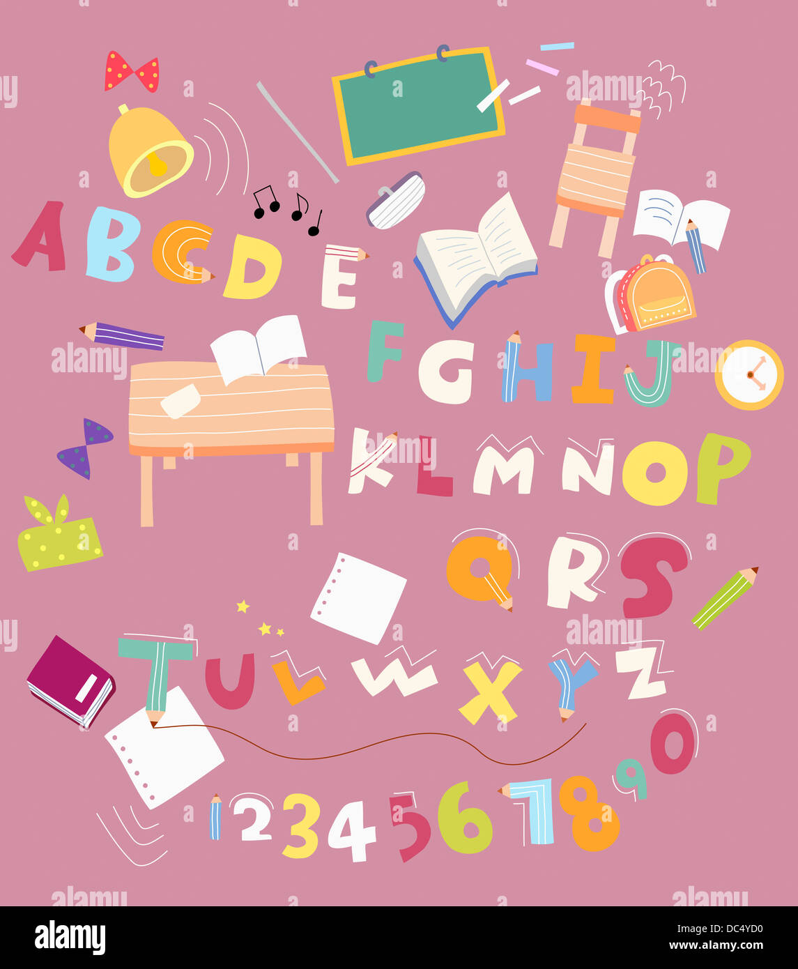 illustration set of alphabets with concept of studying Stock Photo - Alamy
