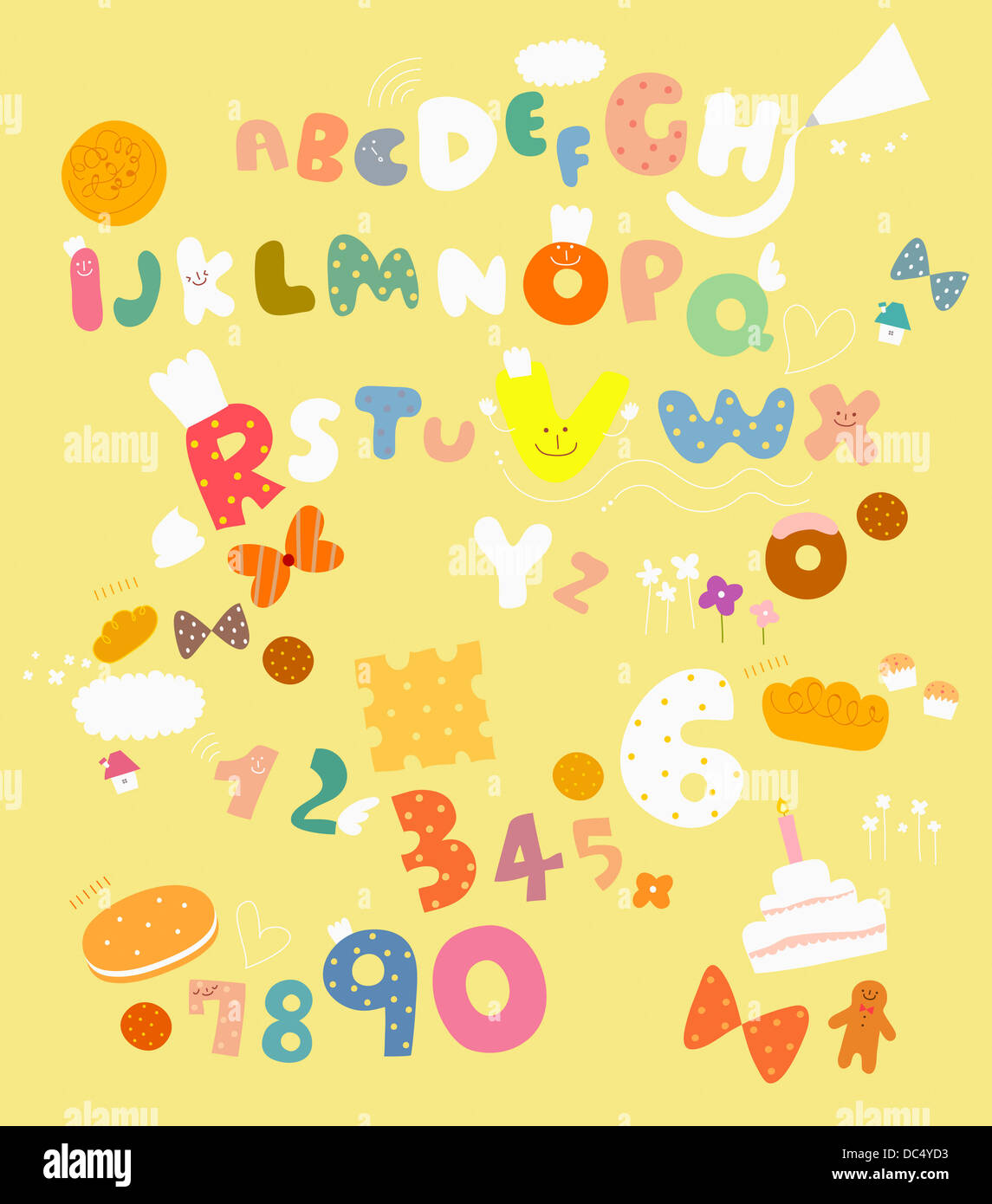 illustration set of alphabets with concept of bakery Stock Photo - Alamy