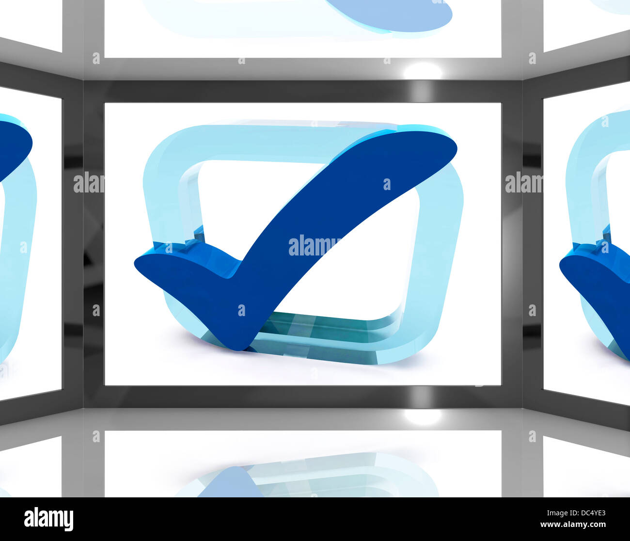 Check Mark On Screen Shows Product Satisfaction Stock Photo - Alamy