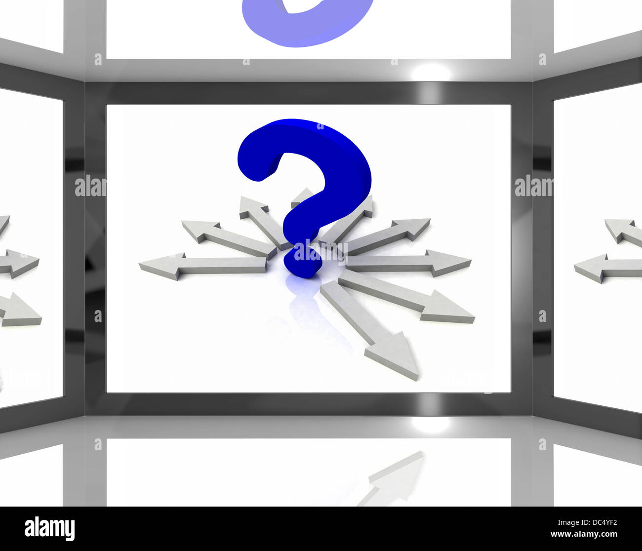 Question Mark On Screen Shows Questions TV Show Stock Photo - Alamy