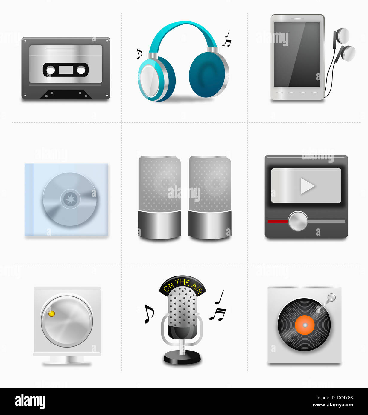 illustration set of icons related to music devices Stock Photo - Alamy