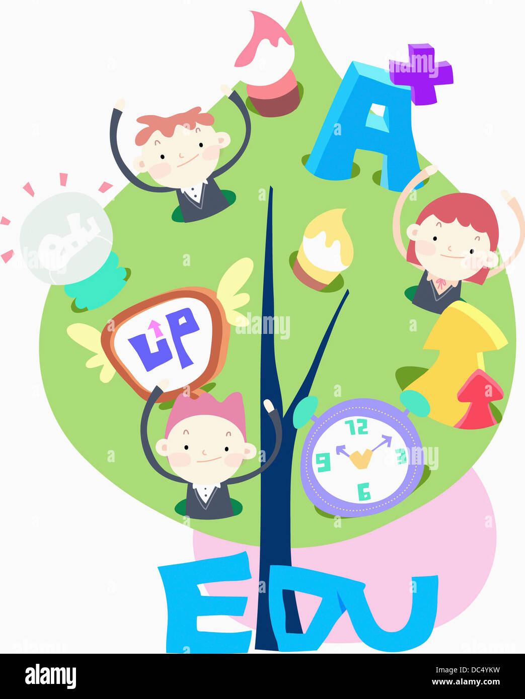 illustration of a tree with a concept of education Stock Photo - Alamy