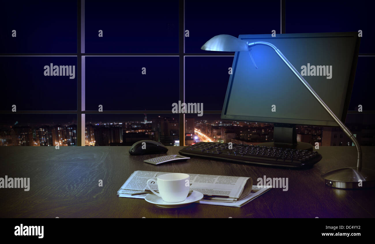 Office at night Stock Photo - Alamy