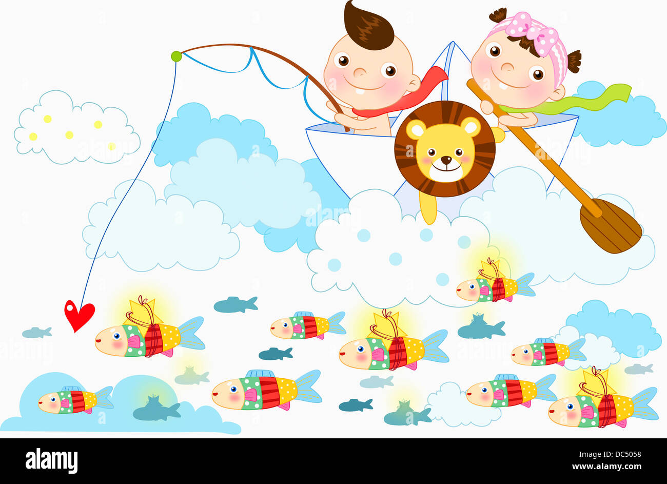 illustration of babies fishing Stock Photo - Alamy