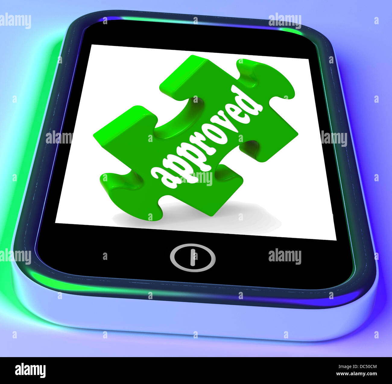 Approved On Smartphone Showing Certified Stock Photo - Alamy