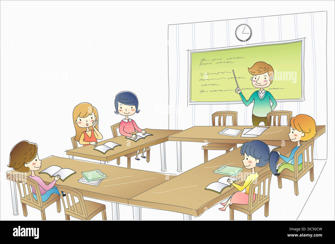 illustration of a classroom Stock Photo - Alamy