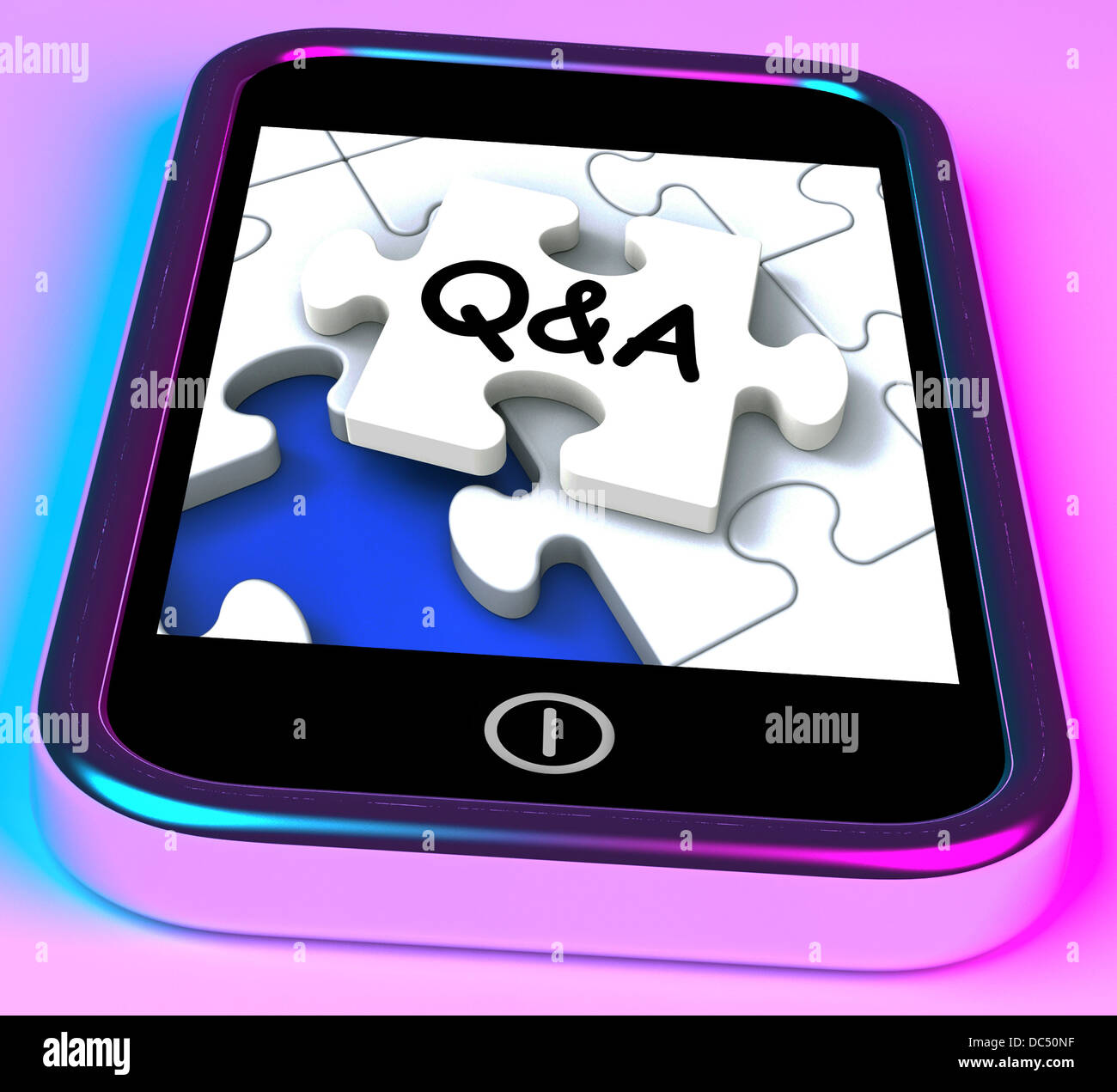 Q&A On Smartphone Showing Asking Inquiries Stock Photo - Alamy