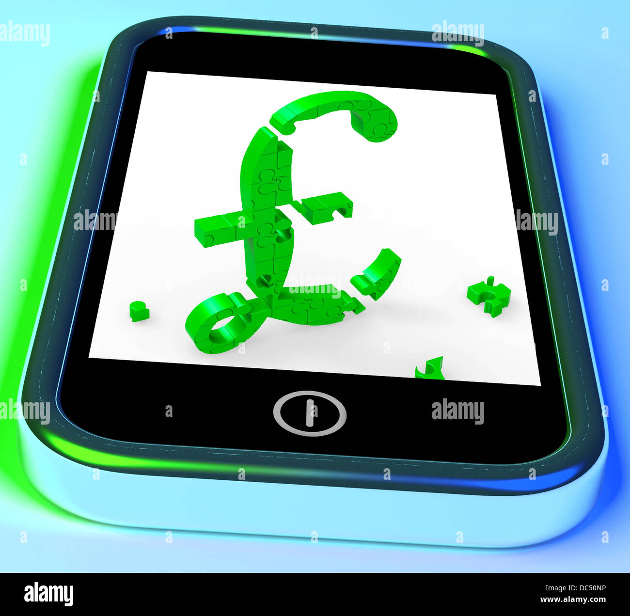 Pound Symbol On Smartphone Shows United Kingdom Finances Stock Photo ...