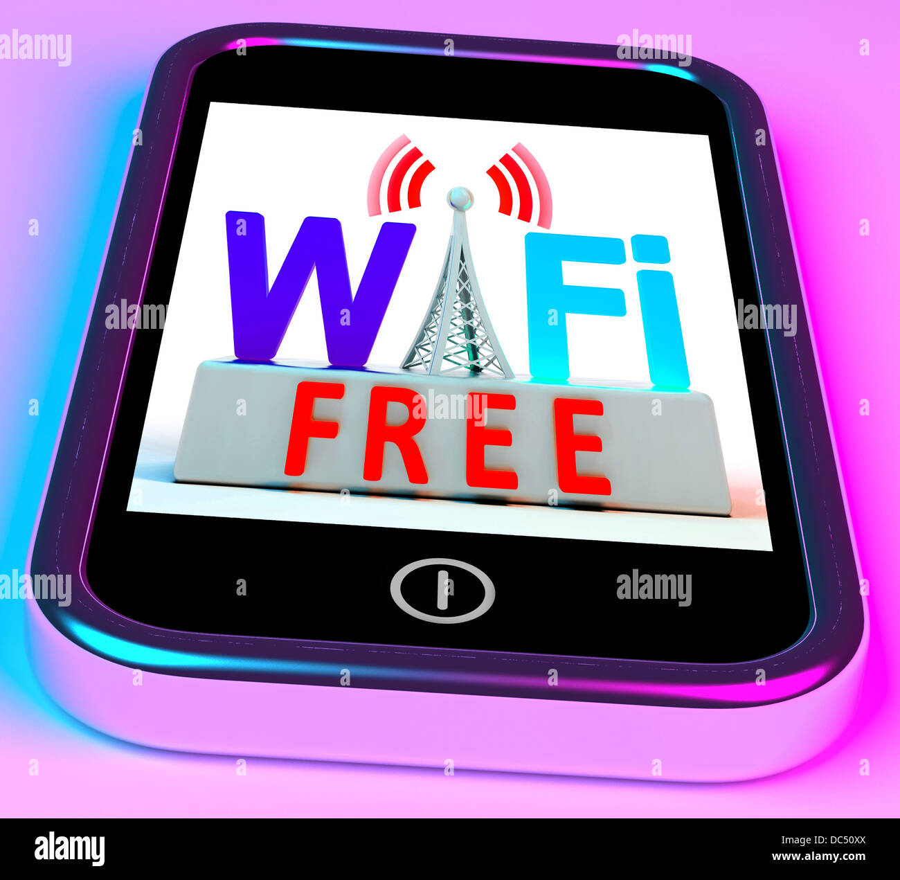 Wifi Free On Smartphone Showing Wireless Free Internet Stock Photo - Alamy
