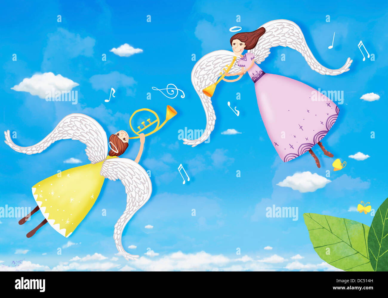illustration of angels flying in the sky Stock Photo - Alamy