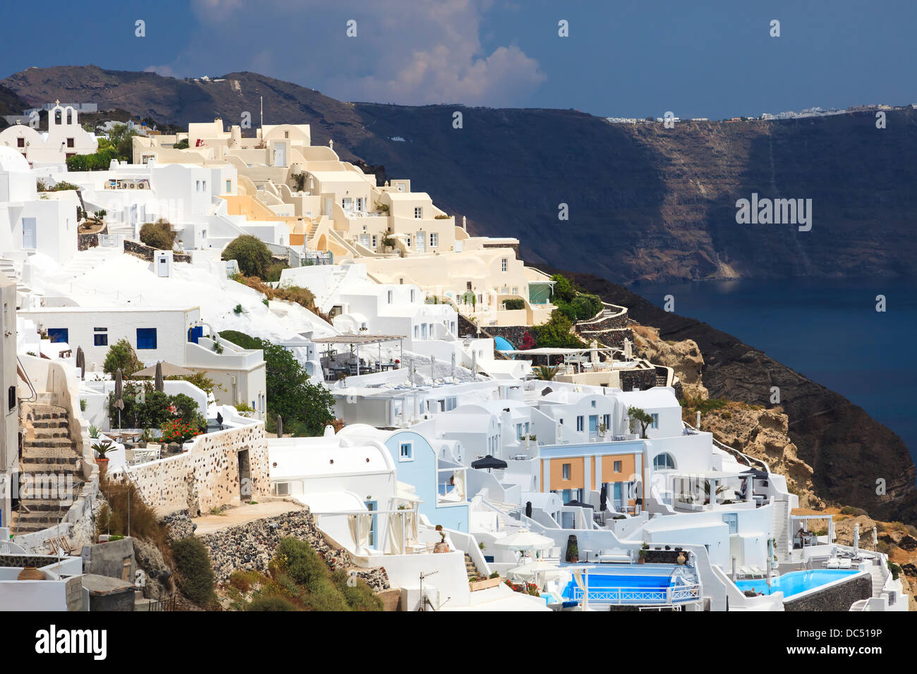 Buildings on the famous caldera at Oia Santorini Greece Europe Stock ...
