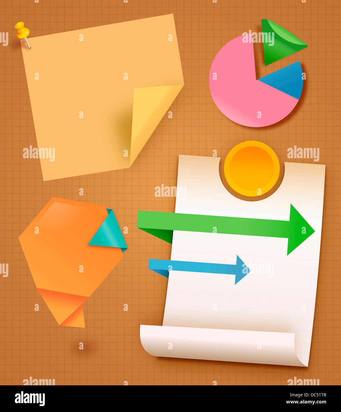 illustration set of memo and graphs Stock Photo - Alamy