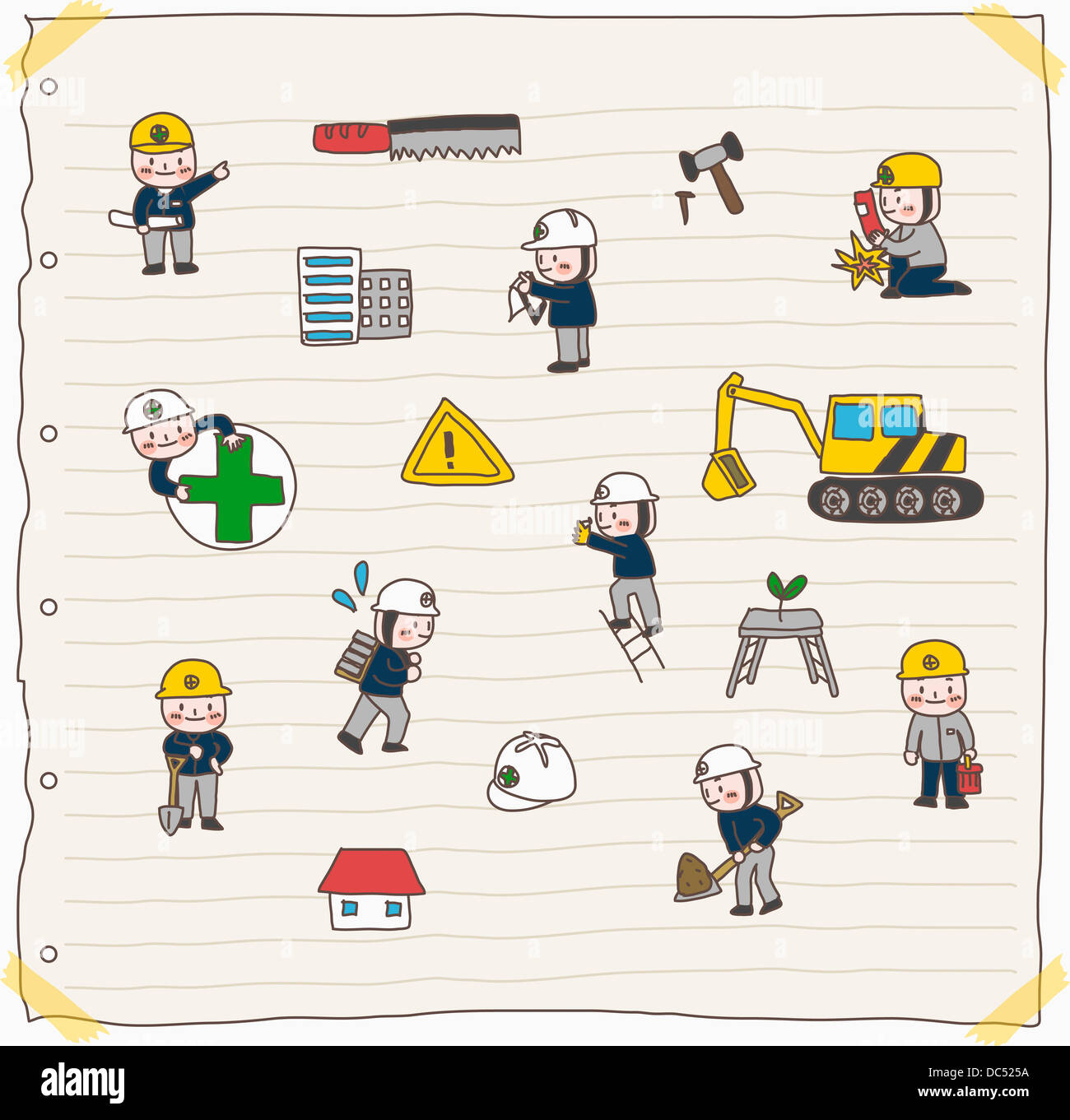 illustration icons of construction worker Stock Photo - Alamy