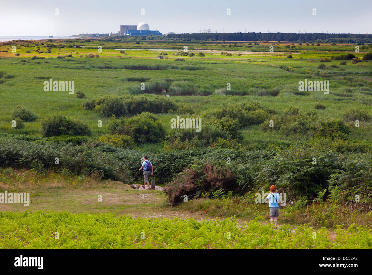Birdwatchers at RSPB Minsmere beach Suffolk Stock Photo - Alamy