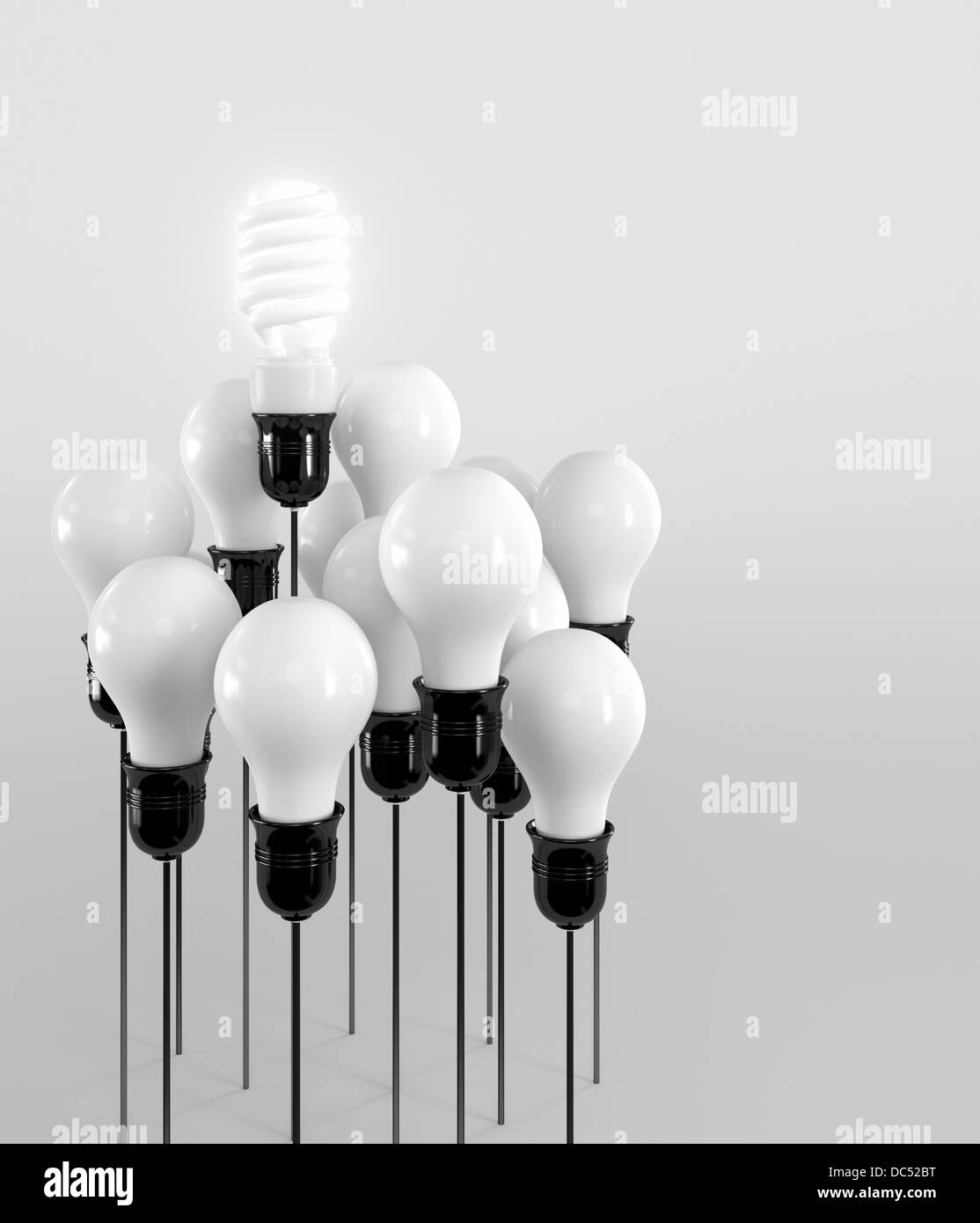 Energy saving and simple light bulbs isolated on brown background Stock ...