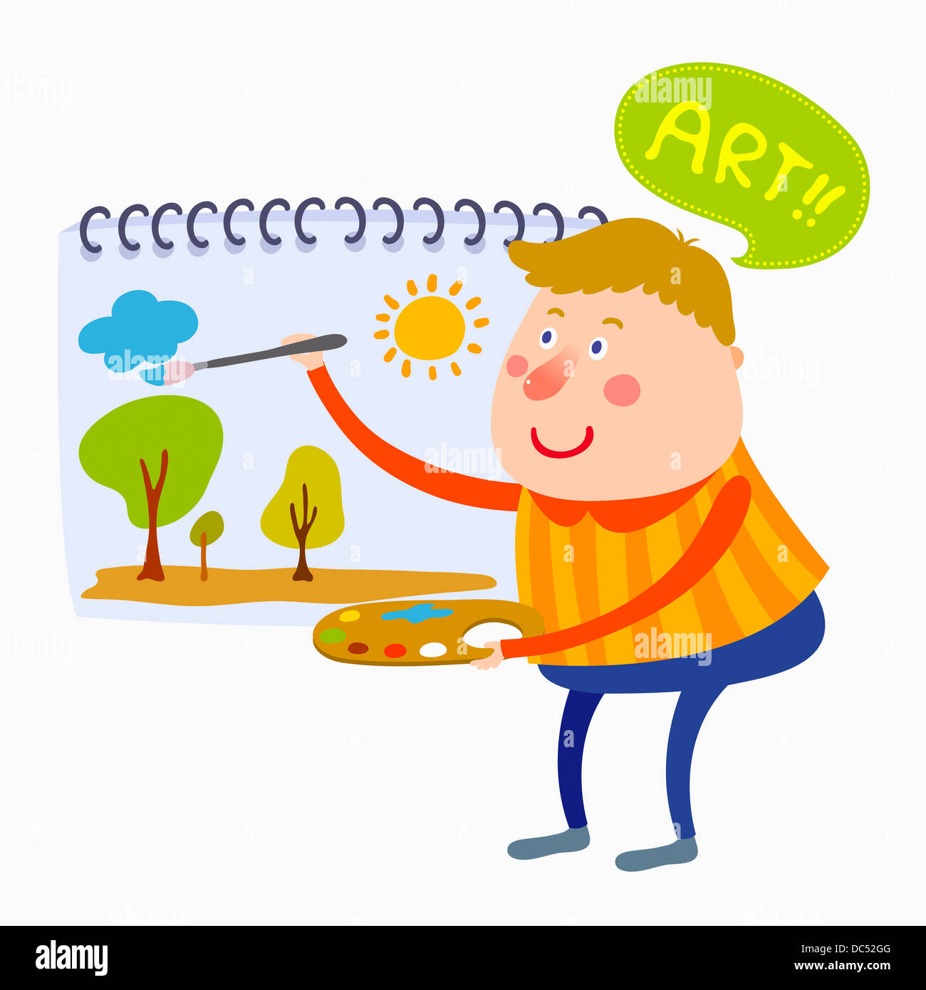 illustration of a student doing an art Stock Photo - Alamy