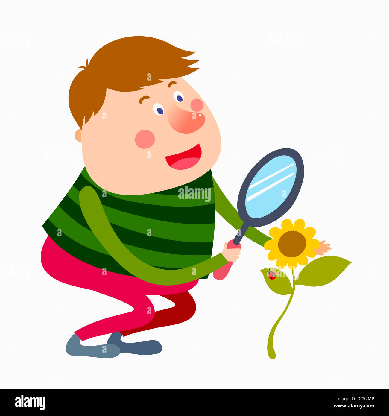 illustration of a student learning flower Stock Photo - Alamy
