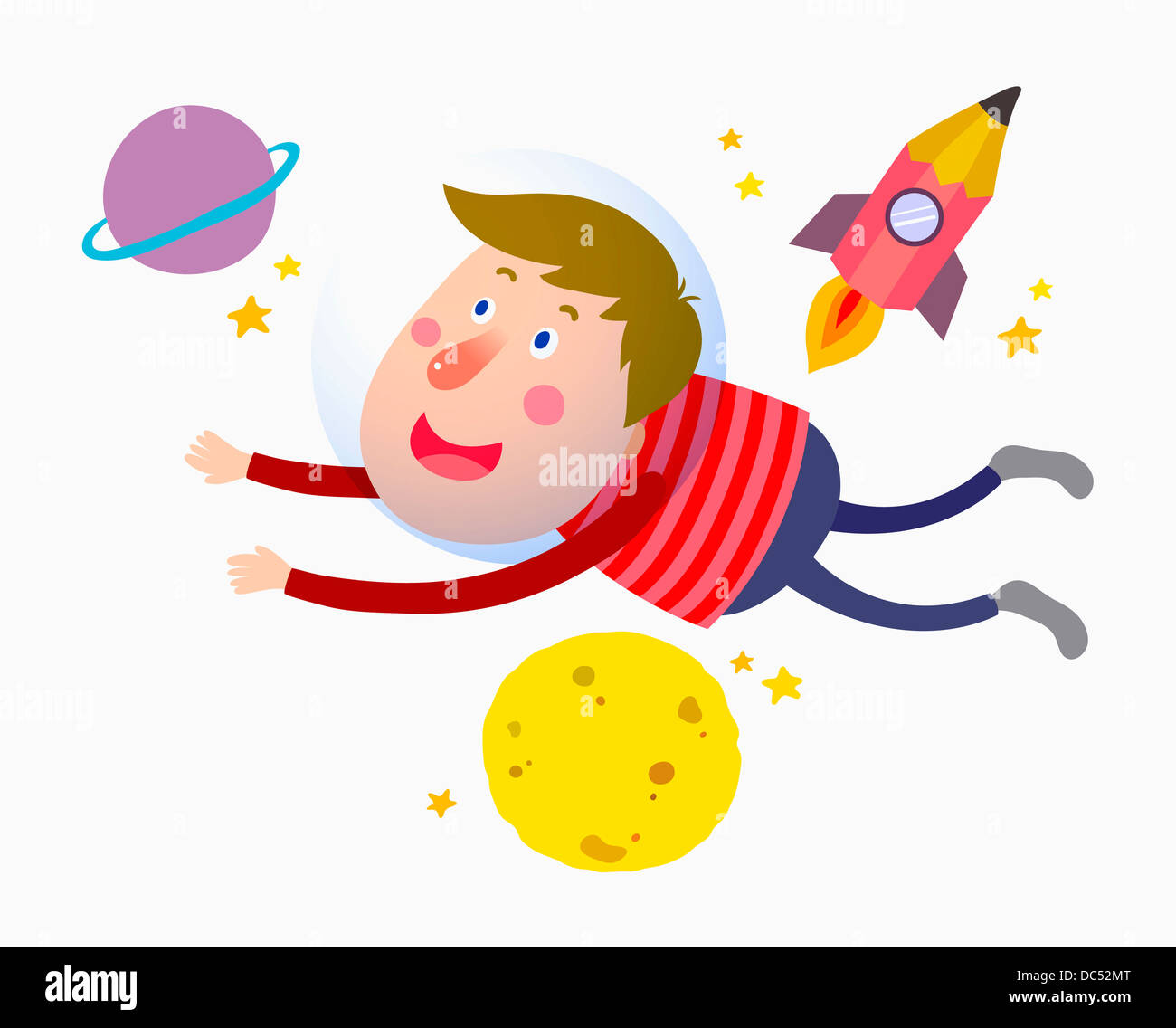 illustration of a student in space Stock Photo - Alamy
