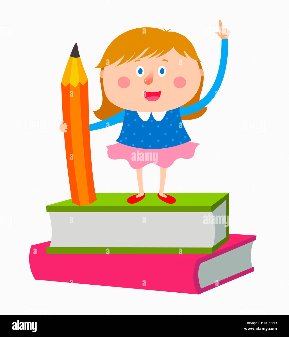 illustration of a student with books Stock Photo - Alamy