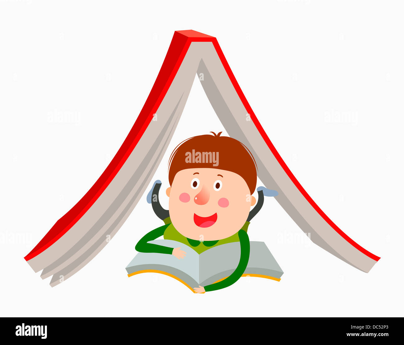 illustration of a student and books Stock Photo - Alamy