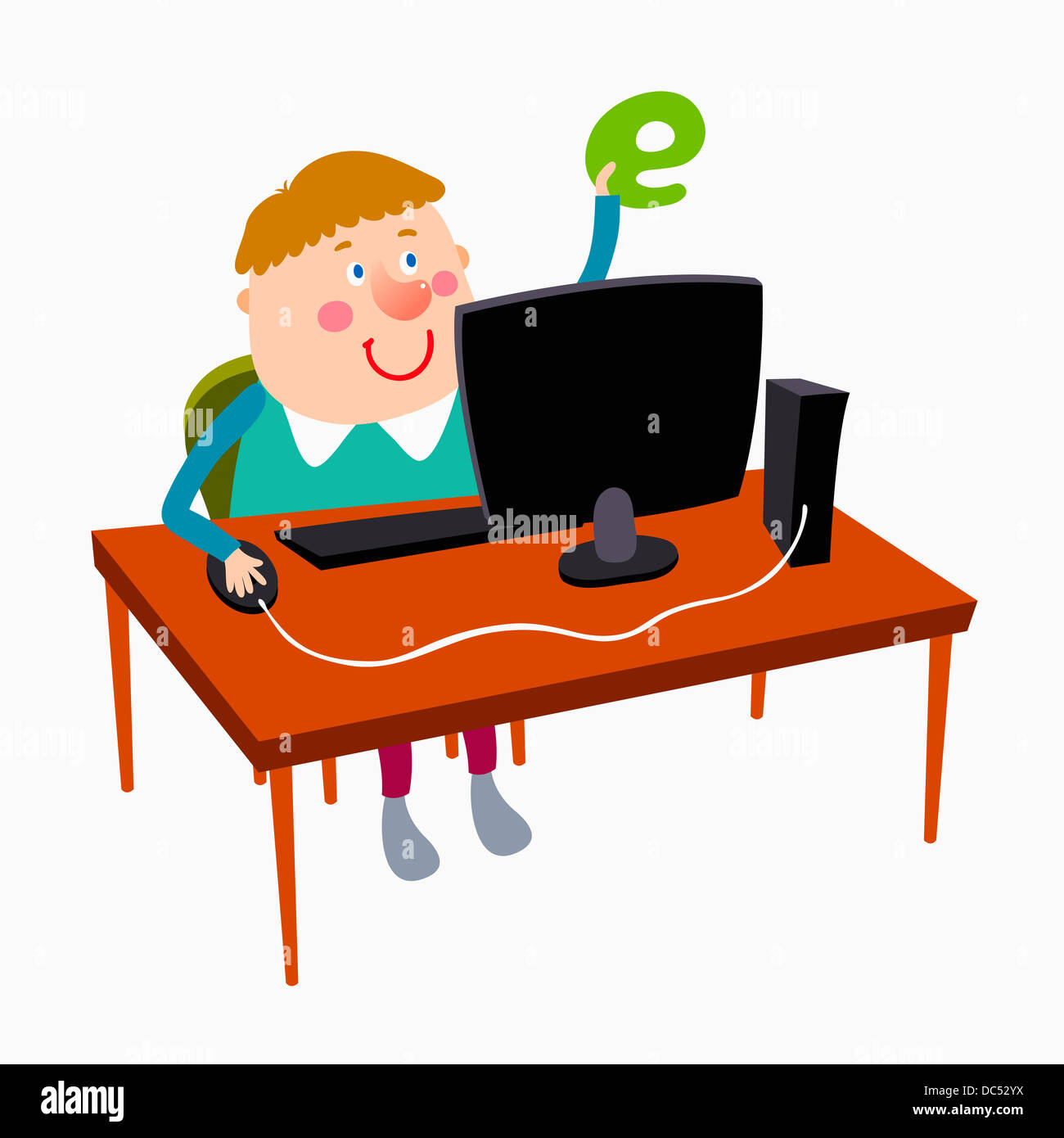 illustration of a student using internet Stock Photo - Alamy