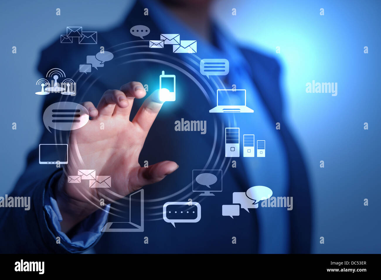 hand pushing on a touch screen Stock Photo - Alamy