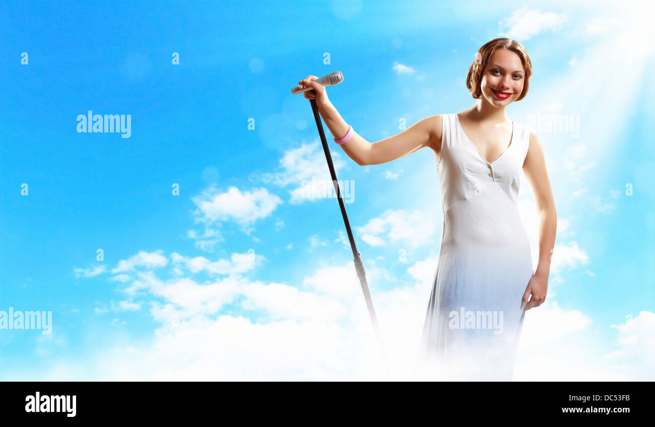 Portrait of female singer Stock Photo - Alamy