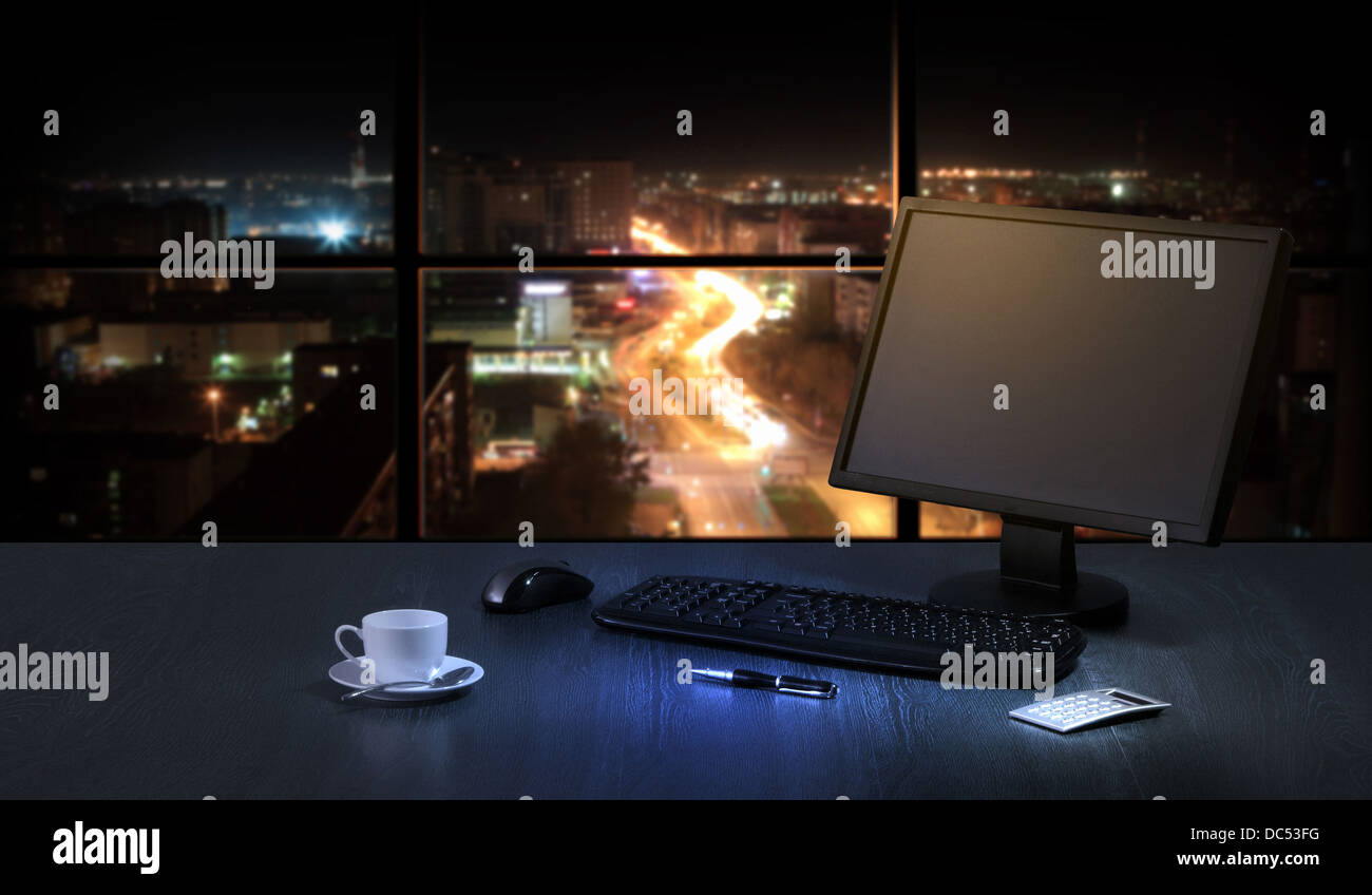 Office at night Stock Photo - Alamy