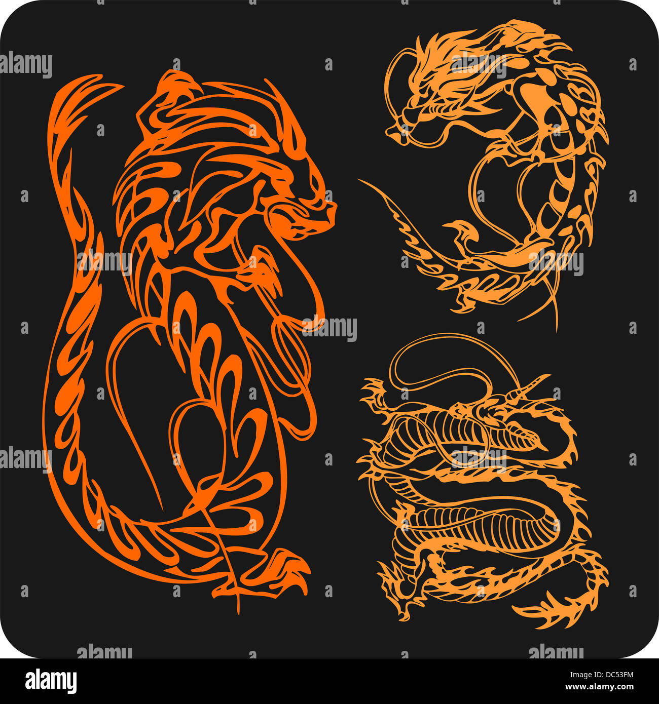Chinese Dragons - vinyl-ready illustration Stock Photo - Alamy