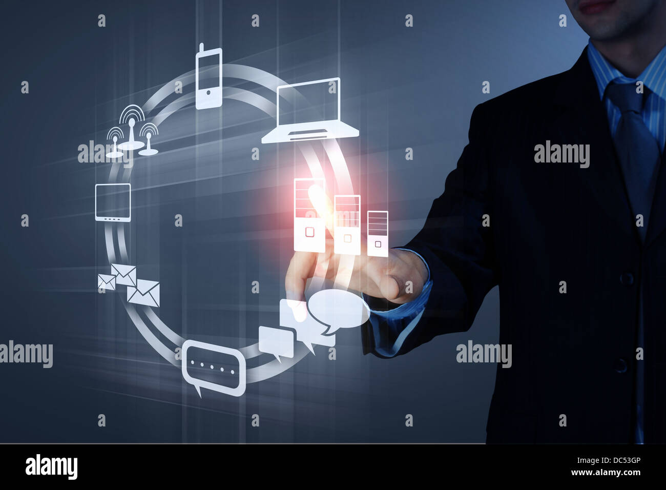 hand pushing on a touch screen Stock Photo - Alamy
